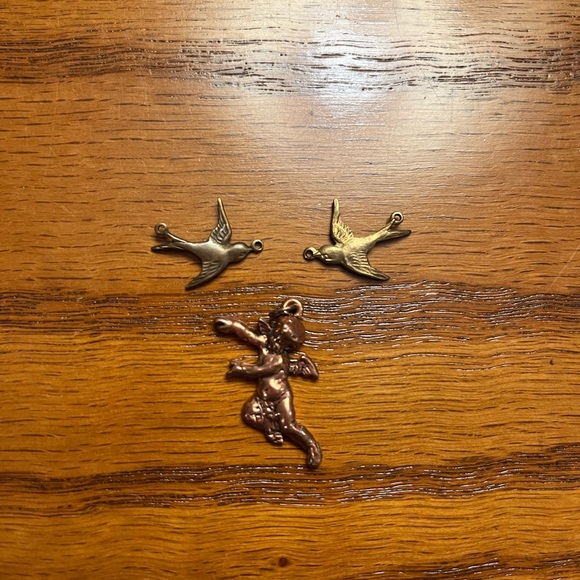 Vintage | Other | Vintage Copper Angel Cherub Brass Swallow Sparrow ...